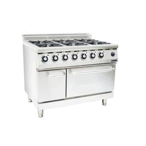 GAS STOVE WITH GAS OVEN ANVIL - 6 BURNER | Euro Shop Equipment